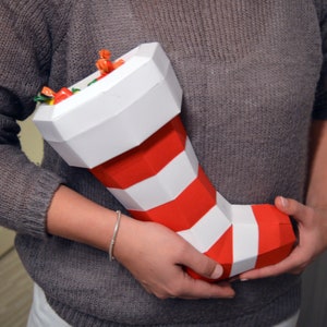 Christmas Sock Papercraft 3D DIY Low Poly Paper Craft Holidays ...