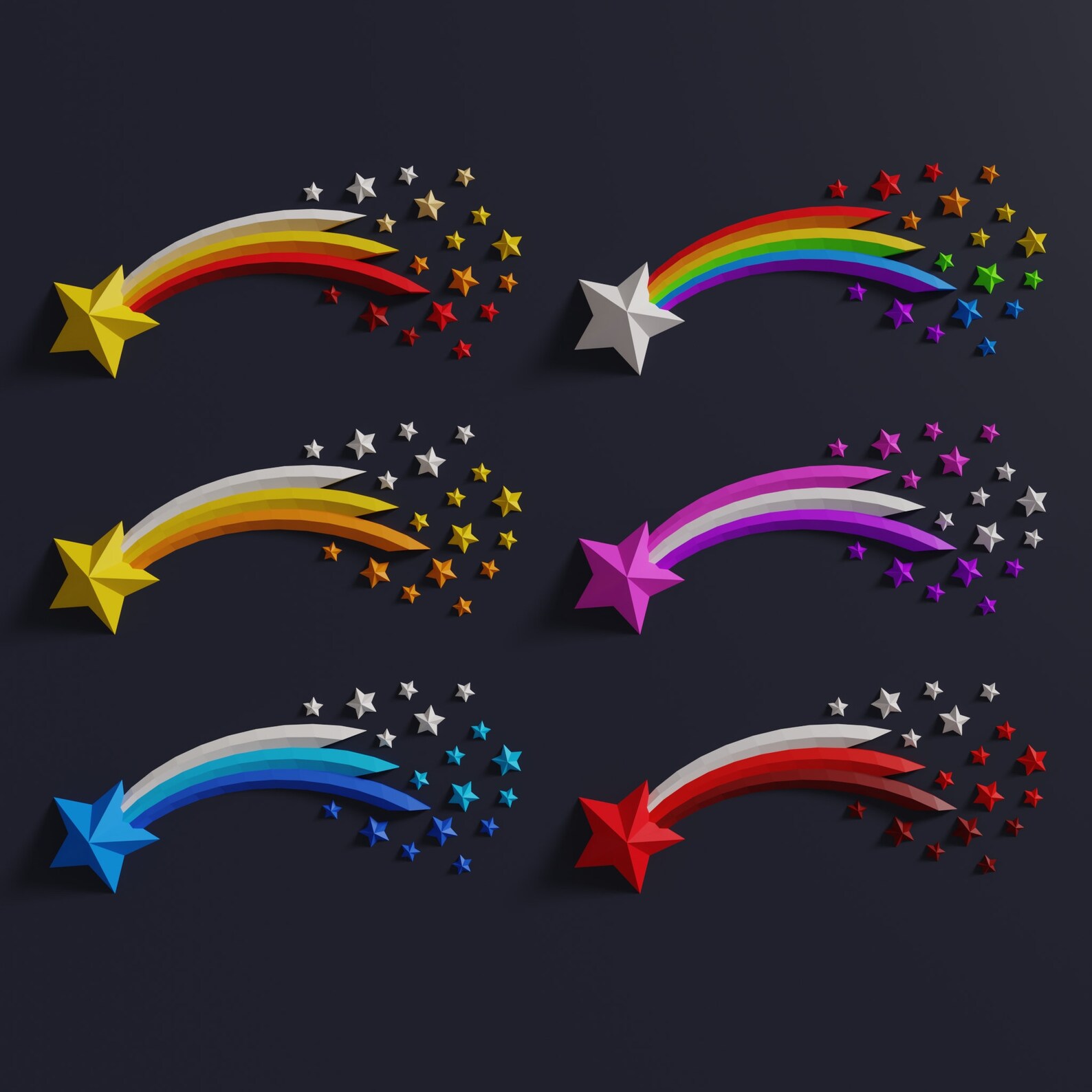 Shooting Star Papercraft 3D DIY Low Poly Paper Crafts Origami - Etsy