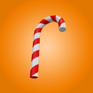 Candy Cane Large Papercraft 3D DIY Low Poly Paper Craft Christmas ...