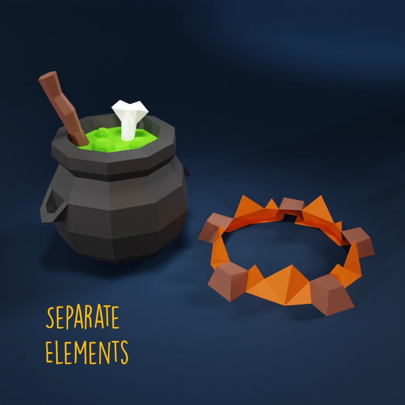 Witch's Cauldron Papercraft 3D DIY Low Poly Paper Crafts - Etsy
