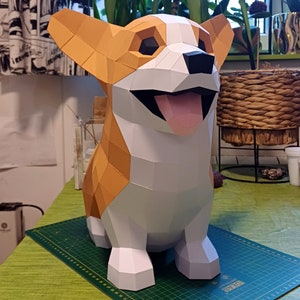 Corgi Papercraft 3D DIY Dog Low Poly Paper Crafts Puppy Decor Model ...