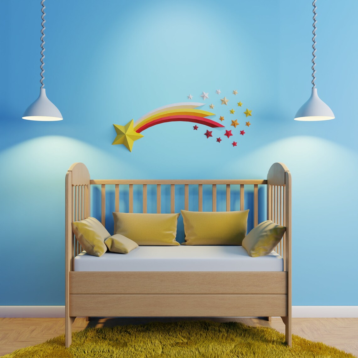 Shooting Star Papercraft 3D DIY Low Poly Paper Crafts Origami Wall ...