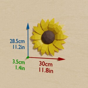 Sunflower Papercraft 3D DIY Low Poly Paper Crafts Origami Wall Decor ...