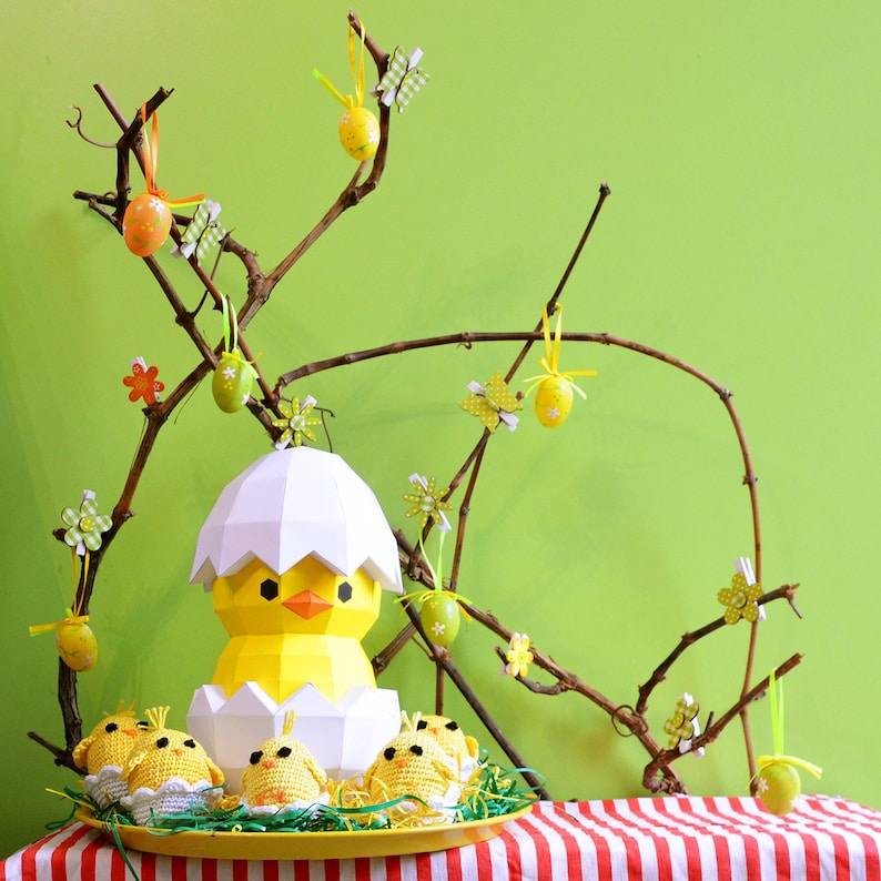 Chick in Egg Papercraft 3D DIY Low Poly Paper Crafts Easter | Etsy Canada