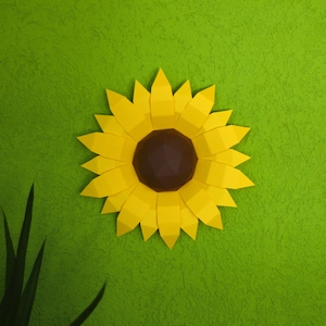 Sunflower Papercraft 3D DIY Low Poly Paper Crafts Origami Wall Decor ...