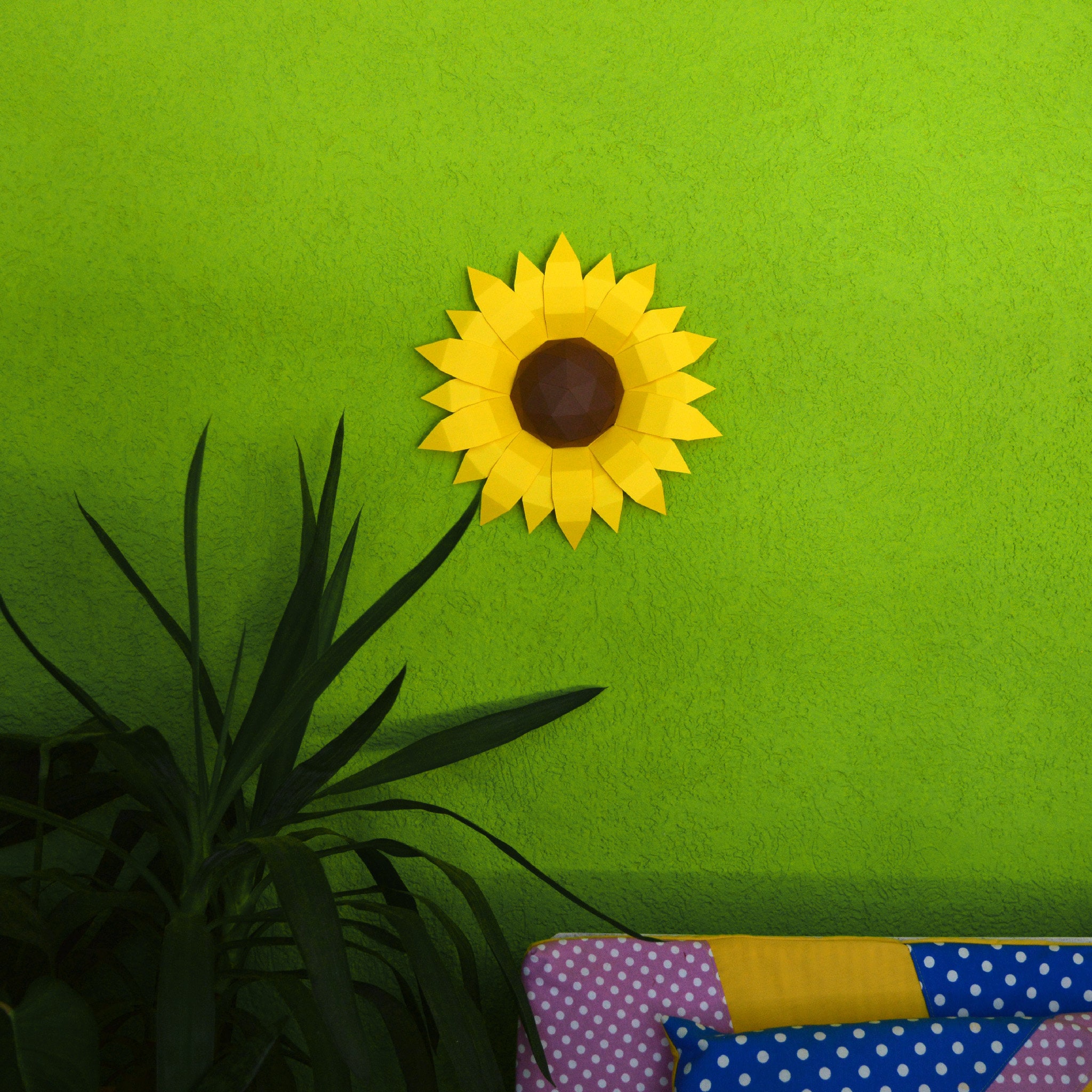 Sunflower Papercraft 3D DIY Low Poly Paper Crafts Origami Wall Decor ...