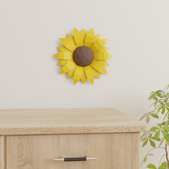 Sunflower Papercraft 3D DIY Low Poly Paper Crafts Origami Wall | Etsy
