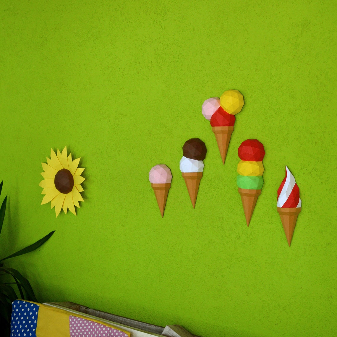 Ice Creams Papercraft 3D DIY Low Poly Paper Crafts Origami - Etsy UK