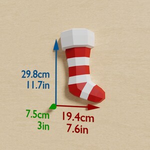 Christmas Sock Papercraft 3D DIY Low Poly Paper Craft Holidays ...