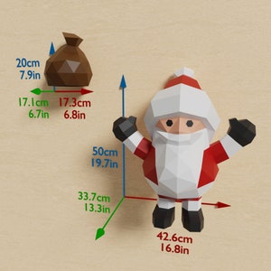 Santa Claus Papercraft 3D DIY Holidays Christmas Low Poly Paper Crafts ...