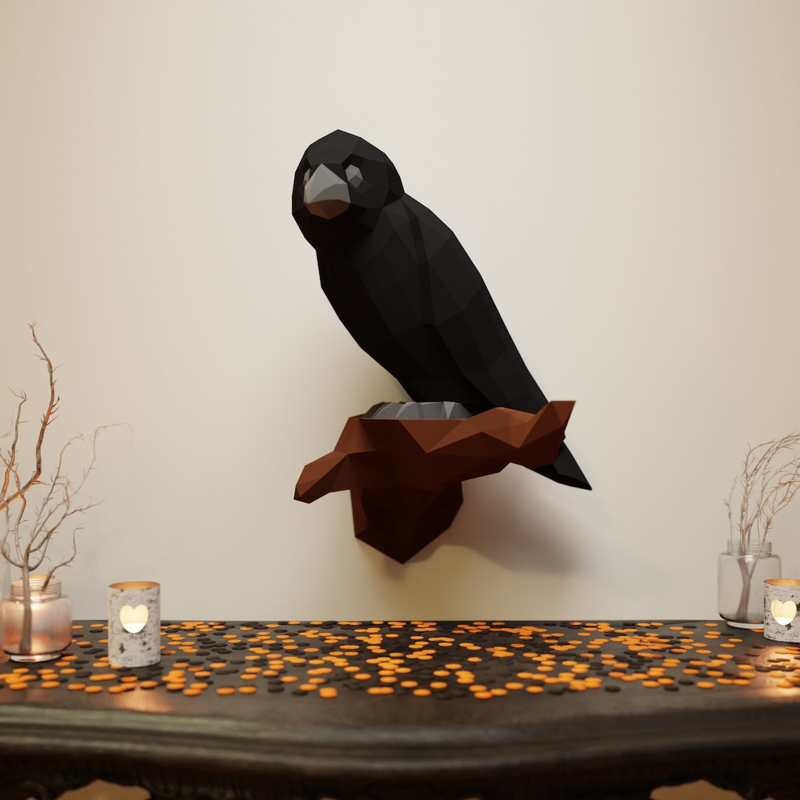 Raven Papercraft 3D DIY Low Poly Paper Crafts Halloween Model - Etsy