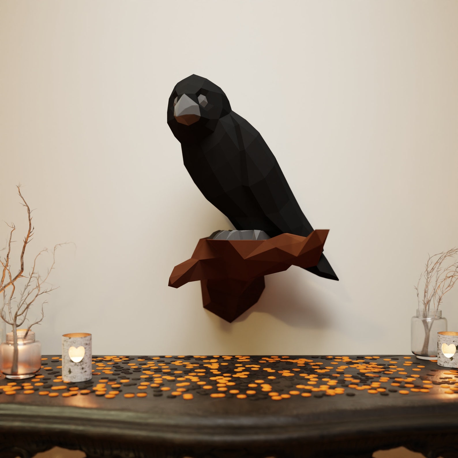 Raven Papercraft 3D DIY Low Poly Paper Crafts Halloween Model - Etsy