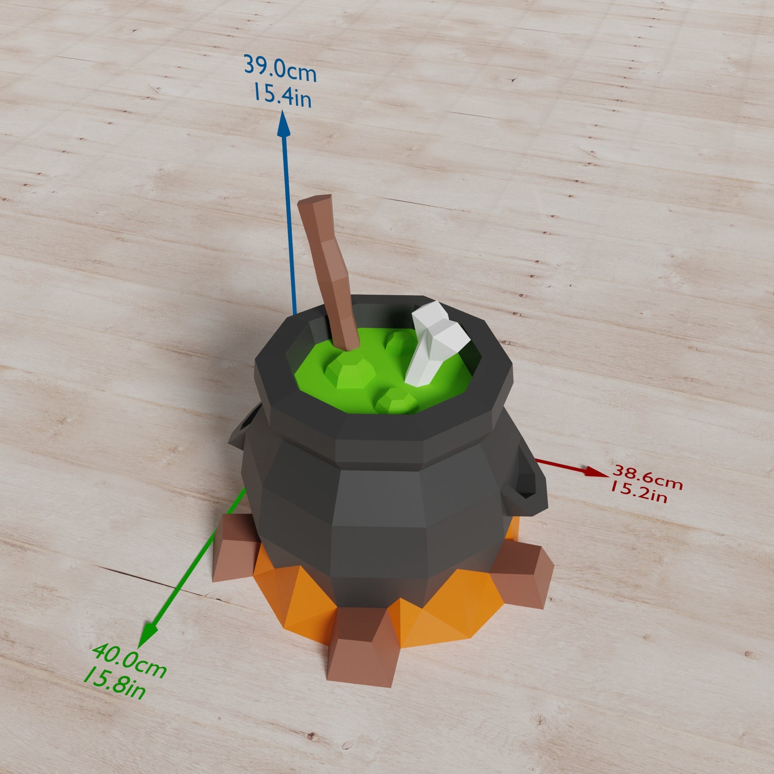Witch's Cauldron Papercraft 3D DIY Low Poly Paper Crafts Halloween ...