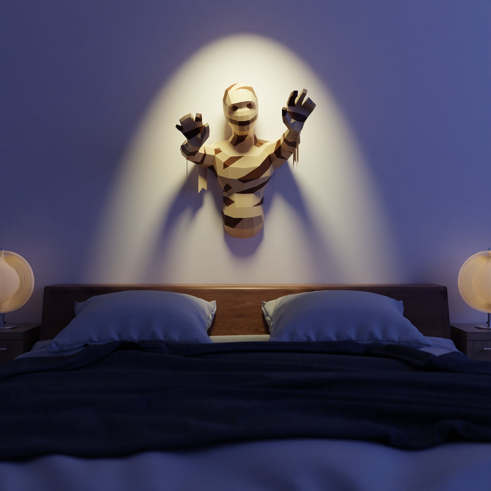 Mummy Papercraft 3D DIY Low Poly Paper Crafts Halloween Wall Decor ...