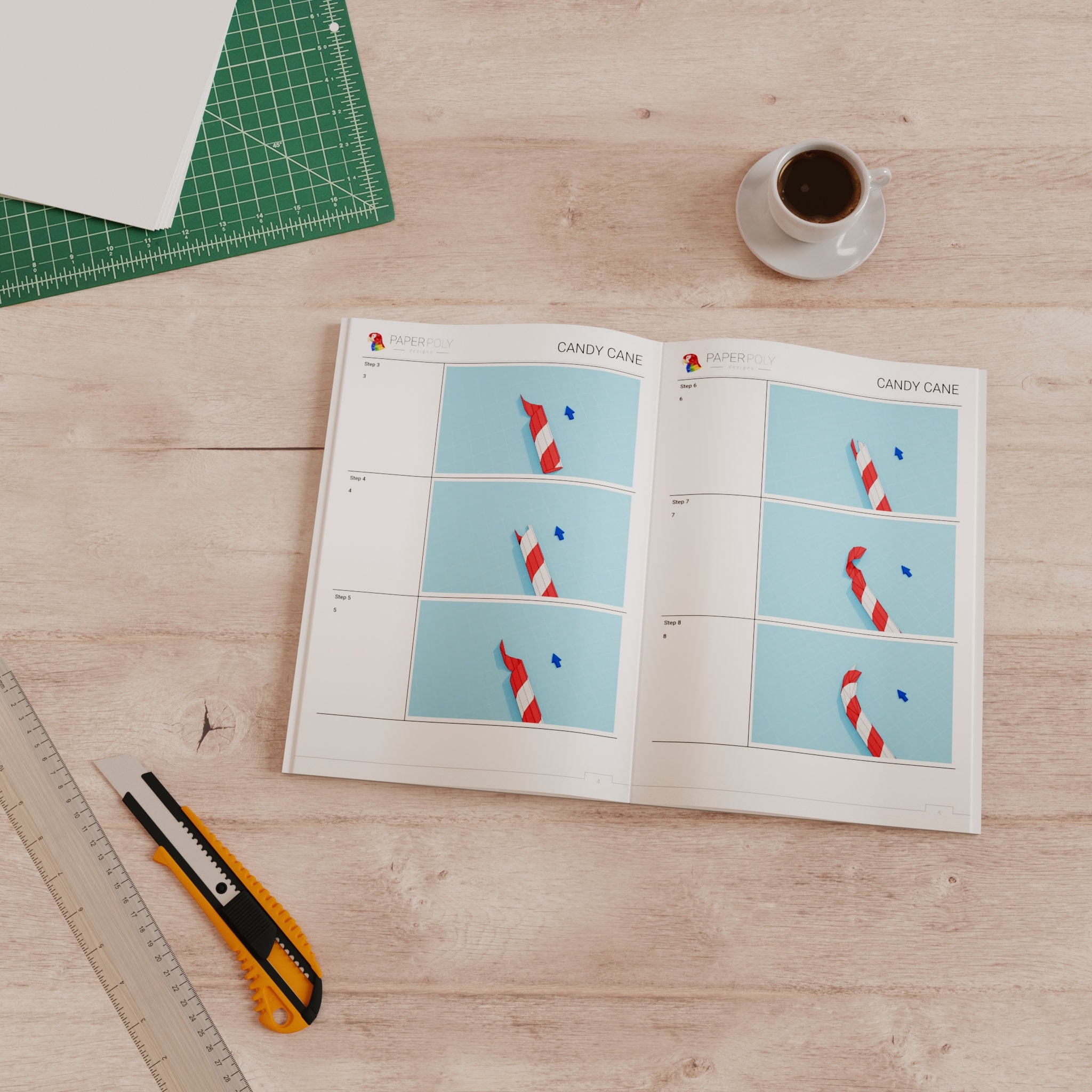 Candy Cane Large Papercraft 3D DIY Low Poly Paper Craft - Etsy