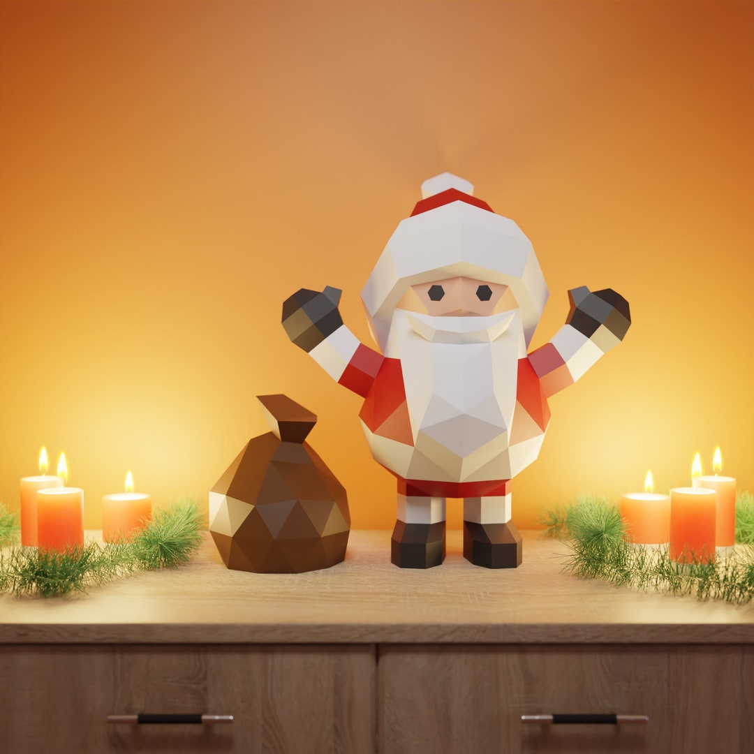 Santa Claus Papercraft 3D DIY Holidays Christmas Low Poly Paper Crafts ...