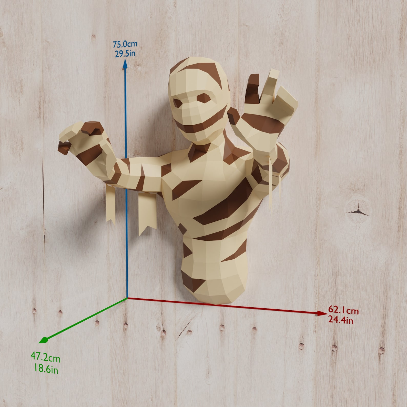 Mummy Papercraft 3D DIY Low Poly Paper Crafts Halloween Wall - Etsy