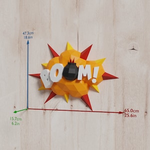 Boom Comics Pop Art Papercraft 3D DIY Low Poly Paper Crafts Wall ...