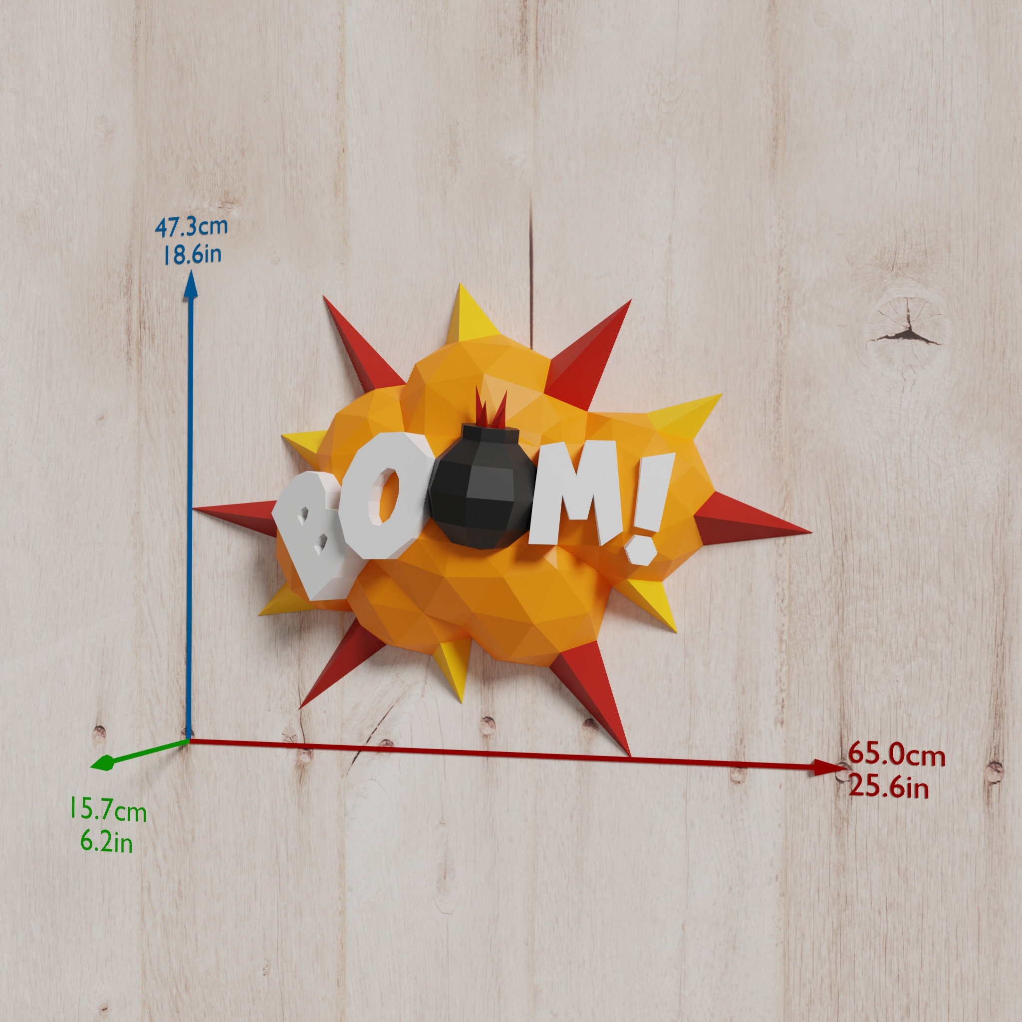 Boom Comics Pop Art Papercraft 3D DIY Low Poly Paper Crafts Wall ...