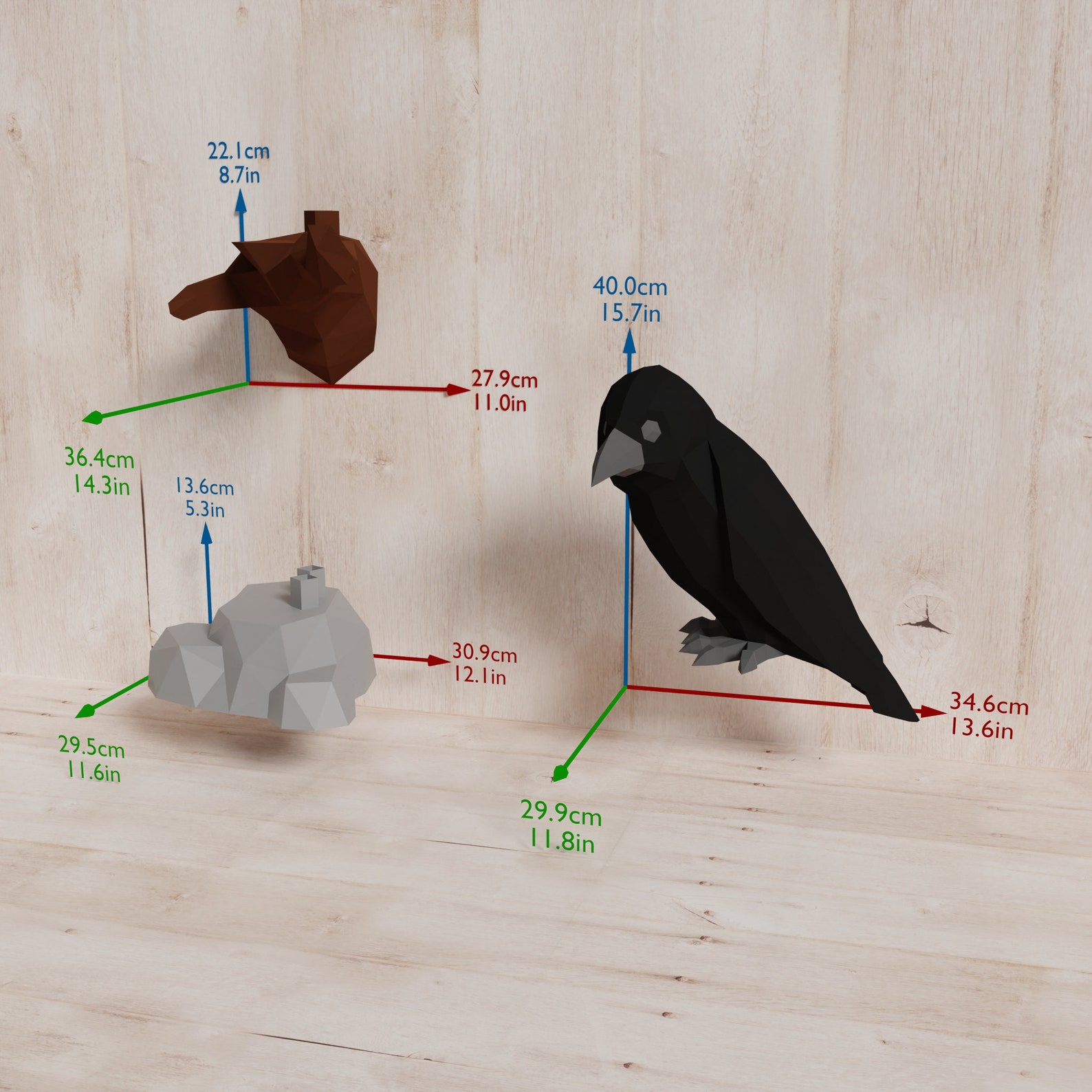 Raven Papercraft 3D DIY Low Poly Paper Crafts Halloween Model - Etsy