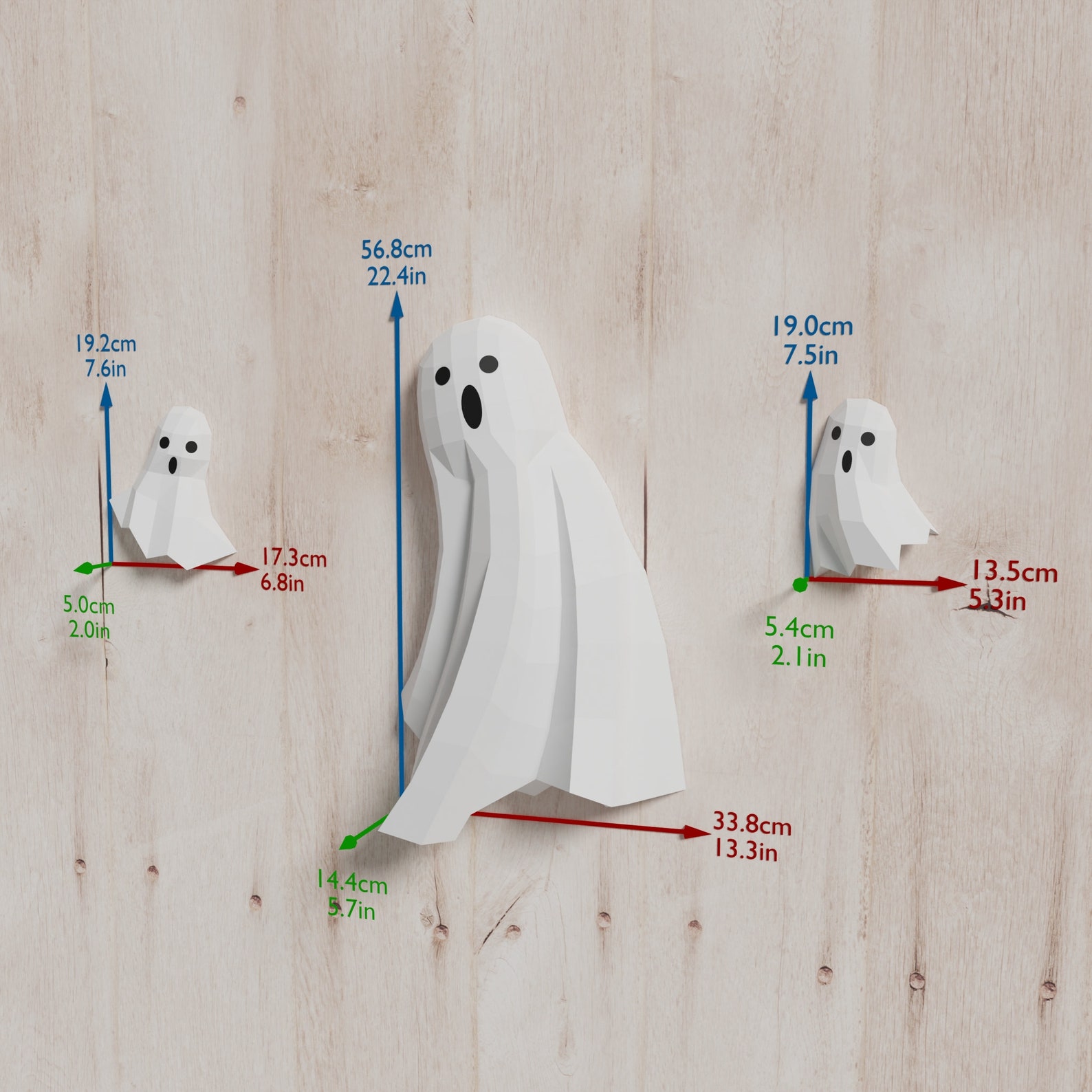Ghost Papercraft 3D DIY Low Poly Paper Crafts Halloween Wall - Etsy