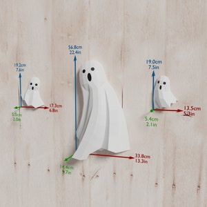 Ghost Papercraft 3D DIY Low Poly Paper Crafts Halloween Wall Decor ...