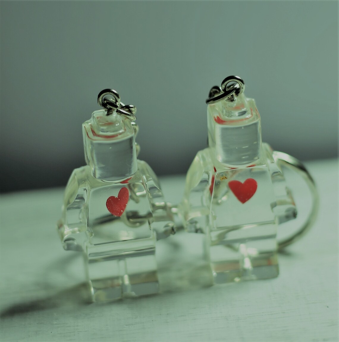 Epoxy Handmade Key Rings , Two on Set , Translucent , Red Heart ,love ...