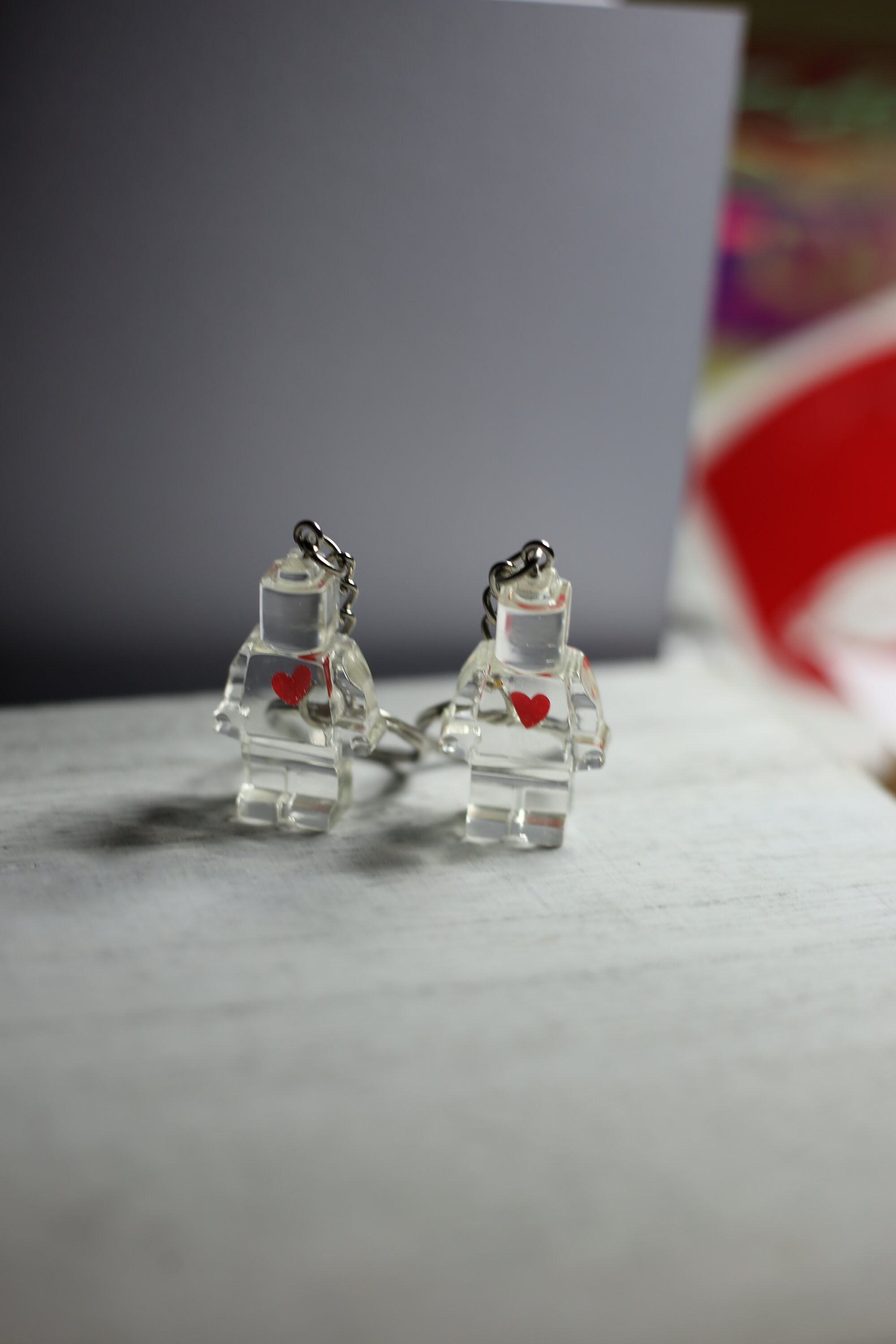 Epoxy Handmade Key Rings , Two on Set , Translucent , Red Heart ,love ...