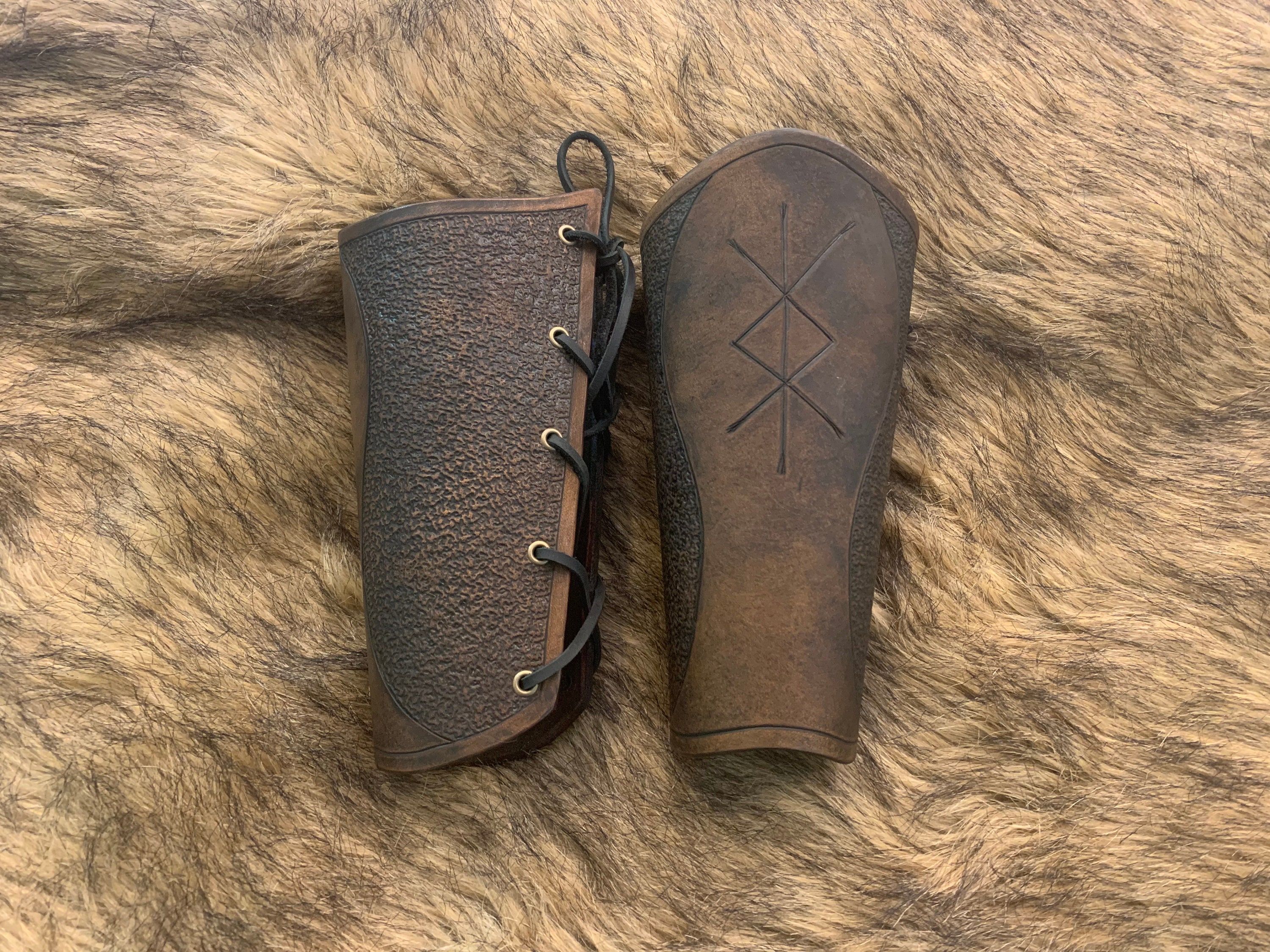 Leather Viking Protection Rune Medieval Bracers - Etsy