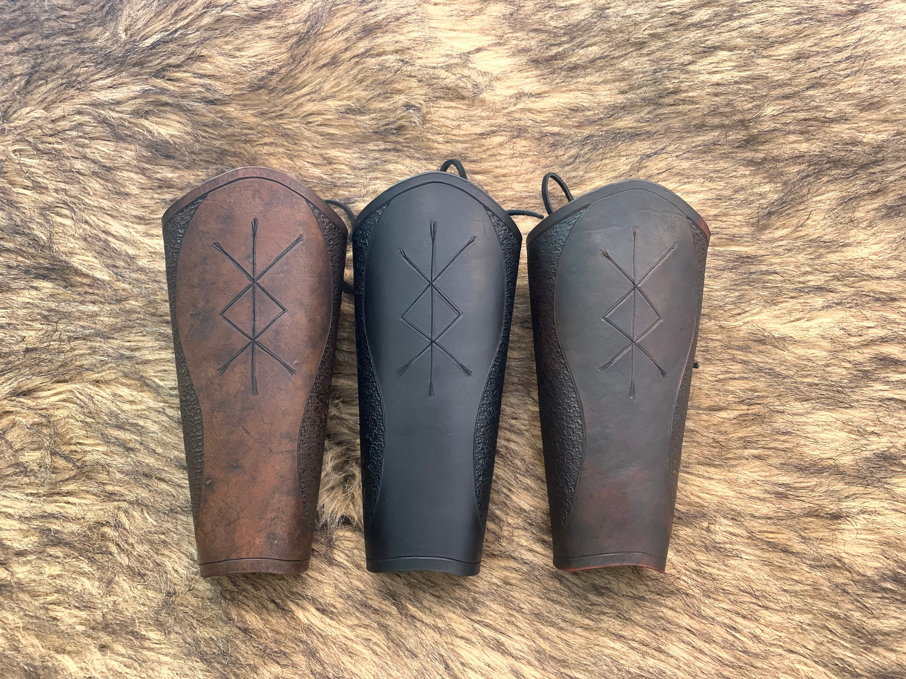 Leather Viking Protection Rune Medieval Bracers - Etsy
