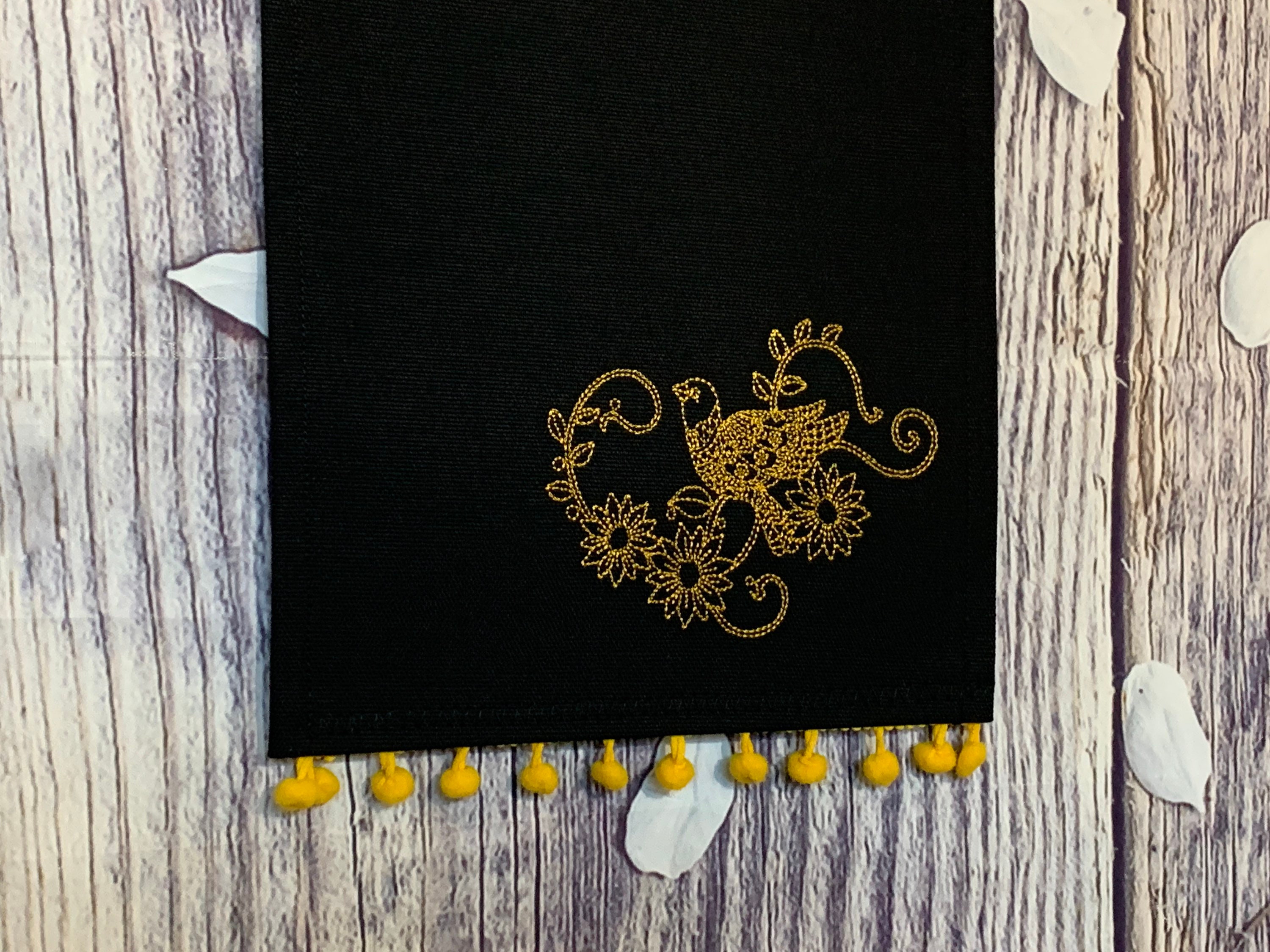 Enamel Pin Display in Black Color With Beautiful Black Pompom Trim and ...