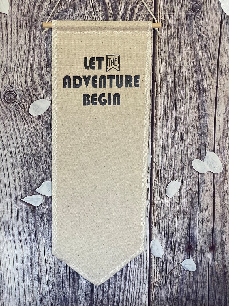Let the Adventure Begin Personalized Canvas Sign, Enamel Pin Banner ...