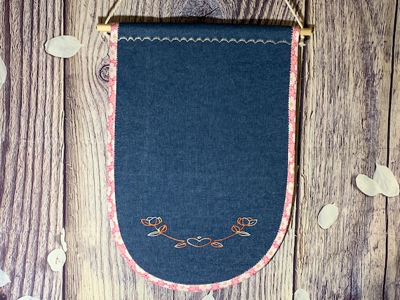 Denim Pin Display With Beautiful Embroidery on the Bottom and | Etsy