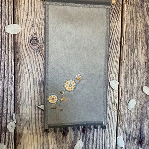 Enamel Pin Display in Gray Color With Beautiful Grey Pompom Trim and ...