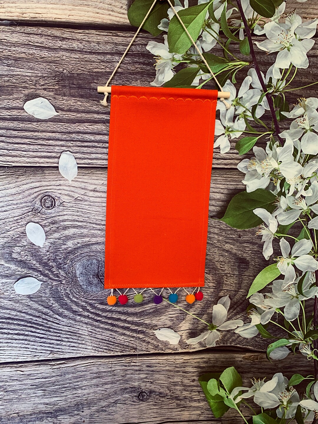 Large Tall Pin Banner / Orange Enamel Pin Display With Colorful Pom Pom ...