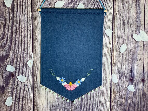 Denim Pin Banner /handcrafted Denim Pin Banner With - Etsy
