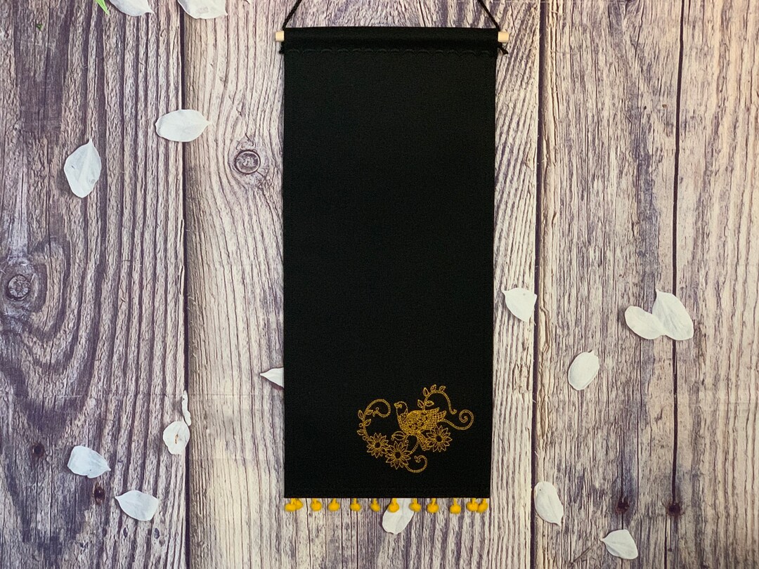 Enamel Pin Display in Black Color With Beautiful Black Pompom Trim and ...