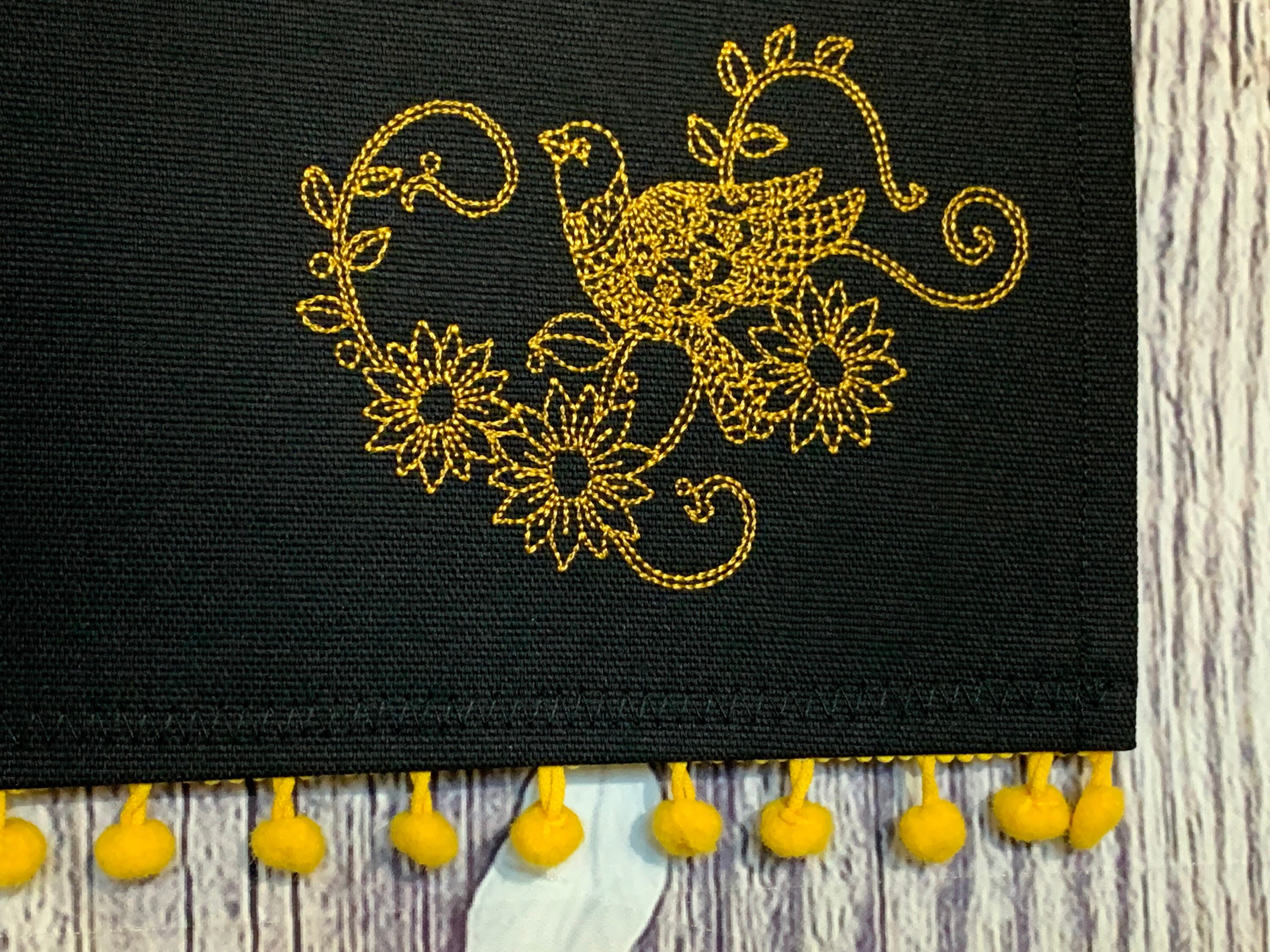 Enamel Pin Display in Black Color With Beautiful Black Pompom Trim and ...