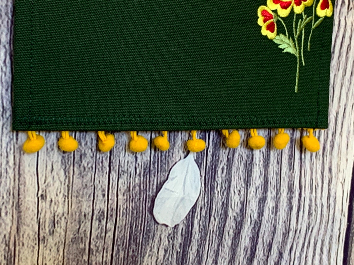 Dark Forest Green Canvas Enamel Pin Display With Yellow Pompom | Etsy