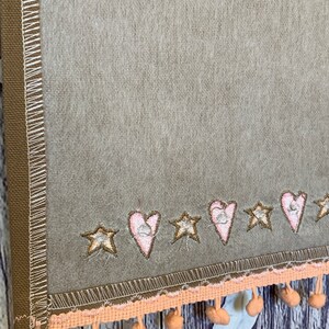 Enamel Pin Display in Light Brown Color With Beautiful Pompom Trim and ...