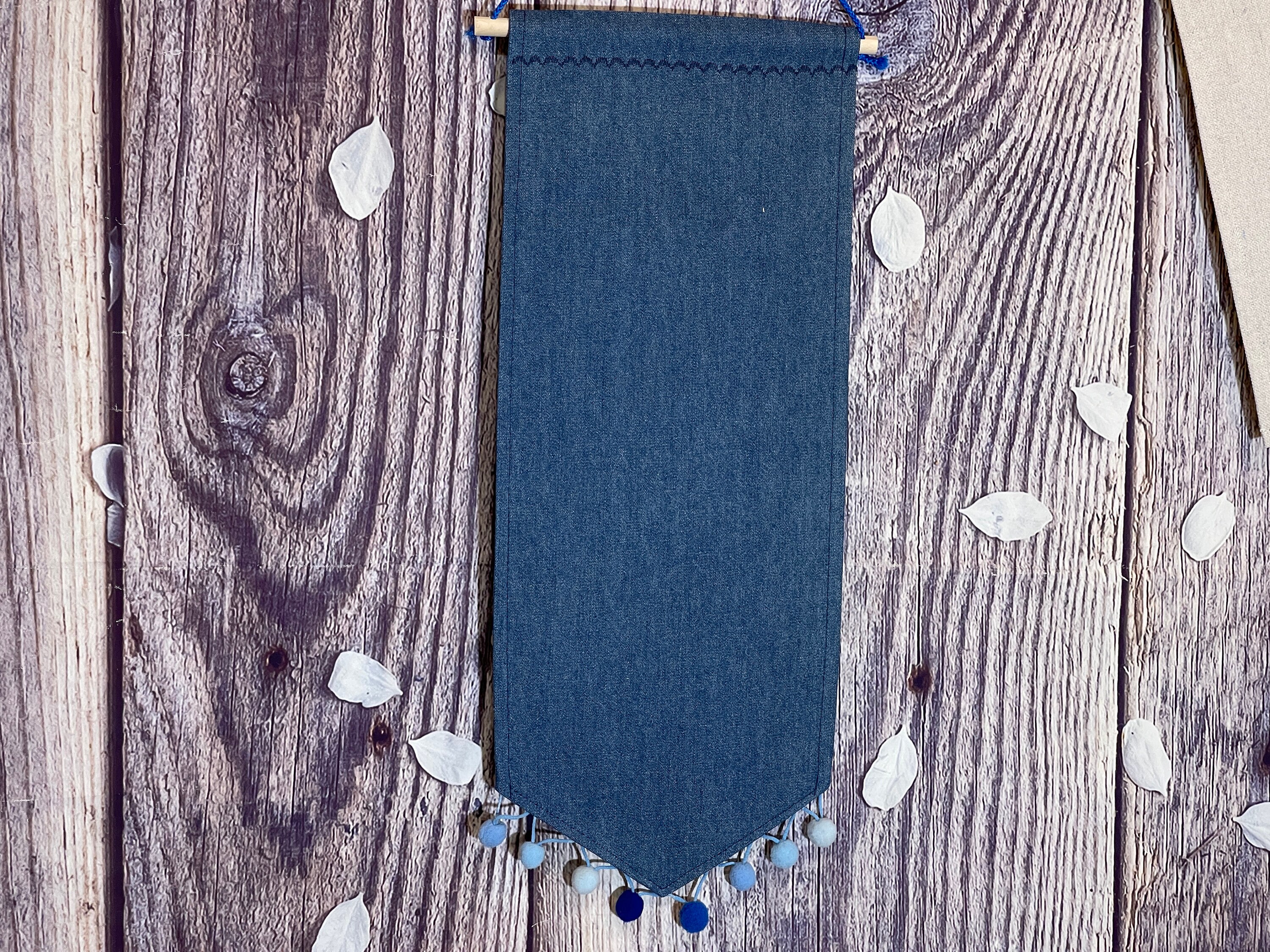 Denim Pin Pennant/ Enamel Pin Display With Blue Gamma PomPom | Etsy