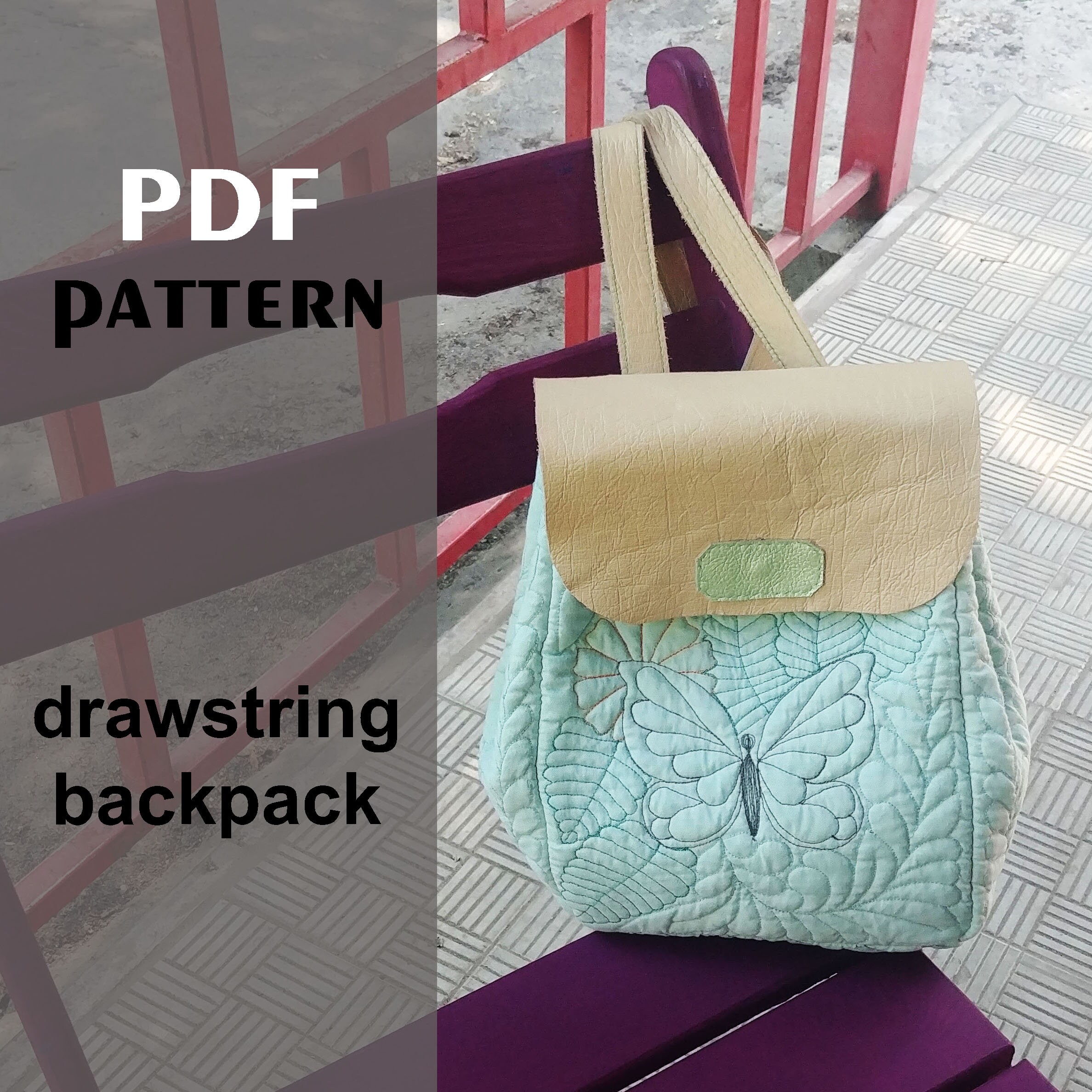 Diy Backpack Drawstring PDF Pattern, Sewing Back Pack Pattern. Rucksack ...