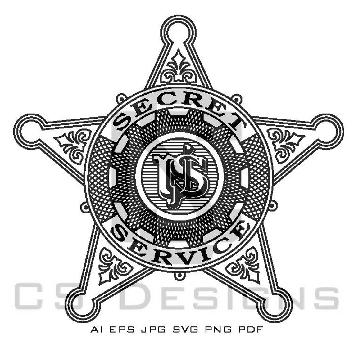 US Secret Service Old Star Fichier découpé au laser Vector - Etsy Canada