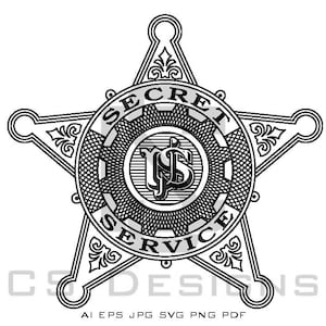 US Secret Service Old Star - Laser Cut File - Vector - Digital Download ...
