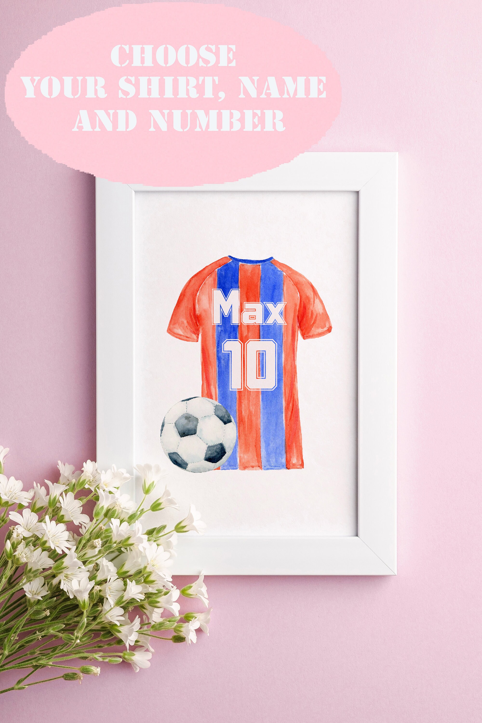 CHOOSE ANY TEAM Personalised Football Print Custom design | Etsy