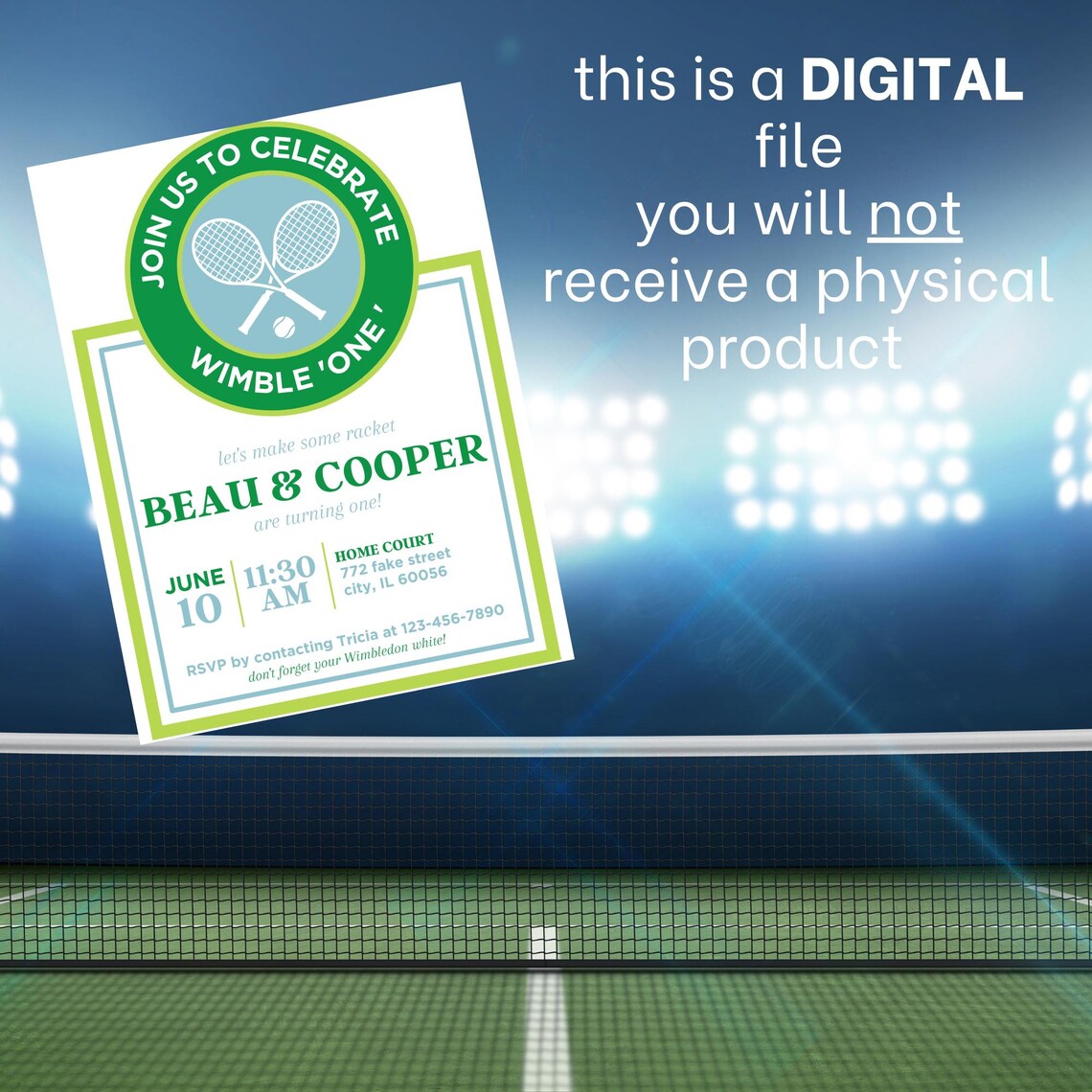 Editable Tennis Birthday Party Invitation First Birthday Twins ...