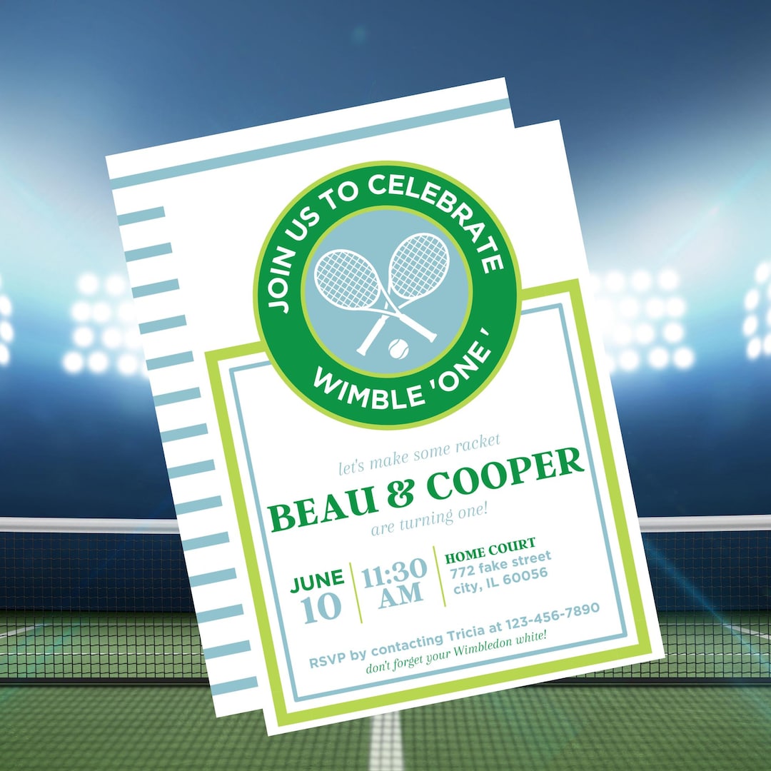 Editable Tennis Birthday Party Invitation First Birthday Twins ...