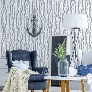 Grey Chevron Wallpaper, Self Adhesive Wall Mural, Scandinavian Nursery ...