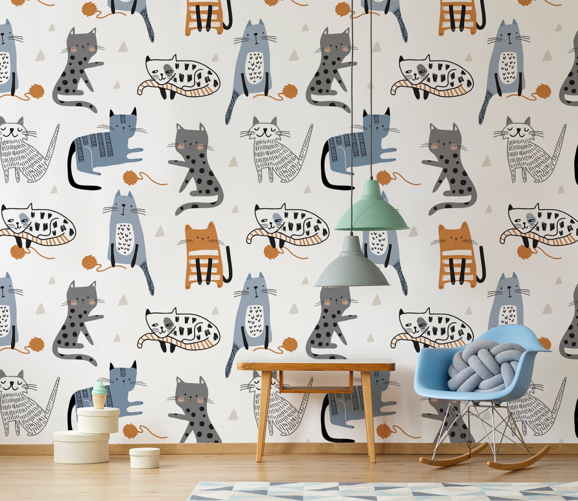Cat Wallpaper, Kids Nursery Wallpaper, Temporary Removable Wallpaper ...