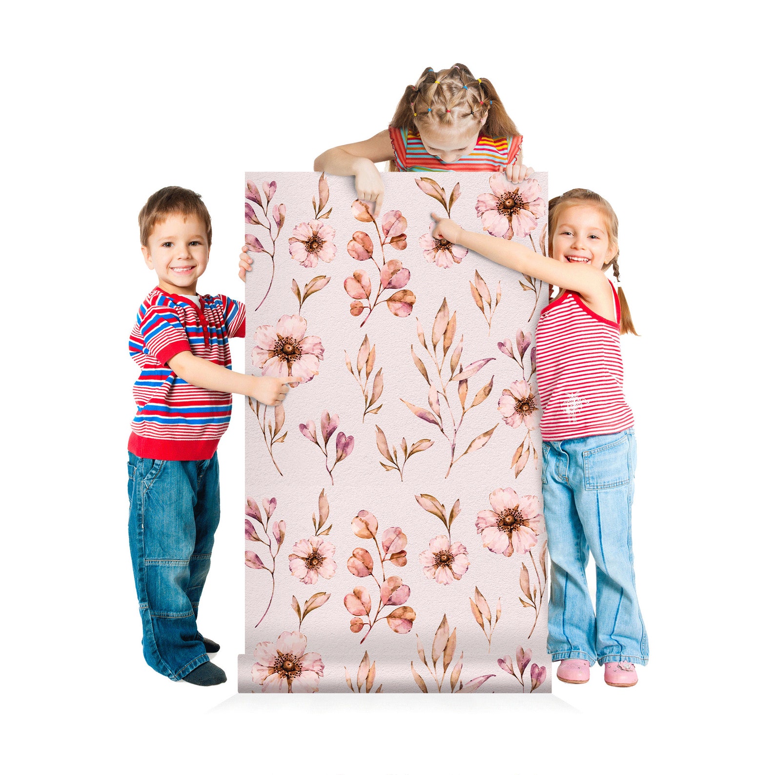 Pink Floral Kids Wallpaper Nursery Removable Wallpaper Peel | Etsy